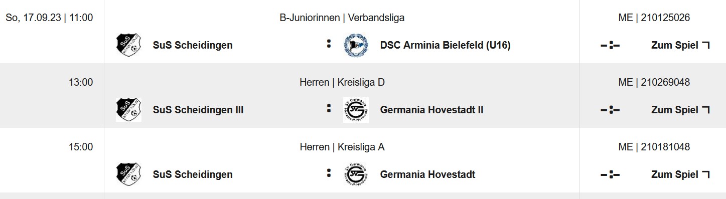 SuS SCHEIDINGEN 1928 e.V. Heimrechttausch am Wochenende